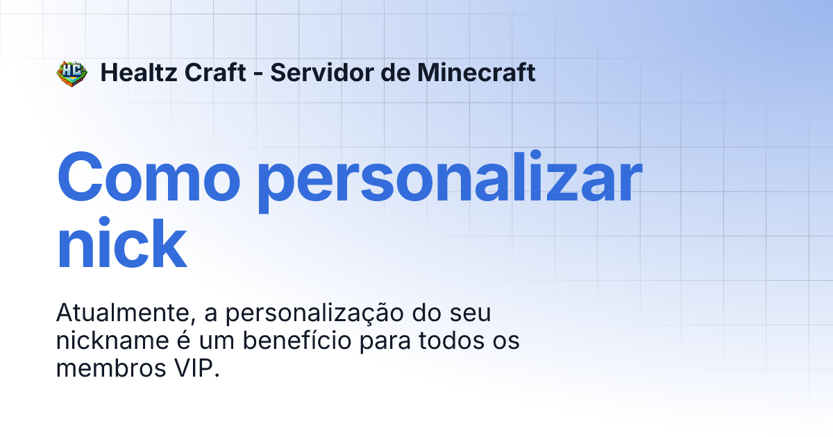 Como personalizar nick | Healtz Craft - Servidor de Minecraft